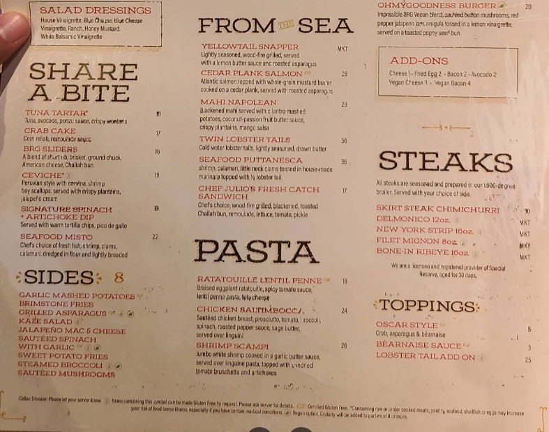 Brimstone Woodfire Grill Restaurant Menu | Steaks, Seafood & More in ...